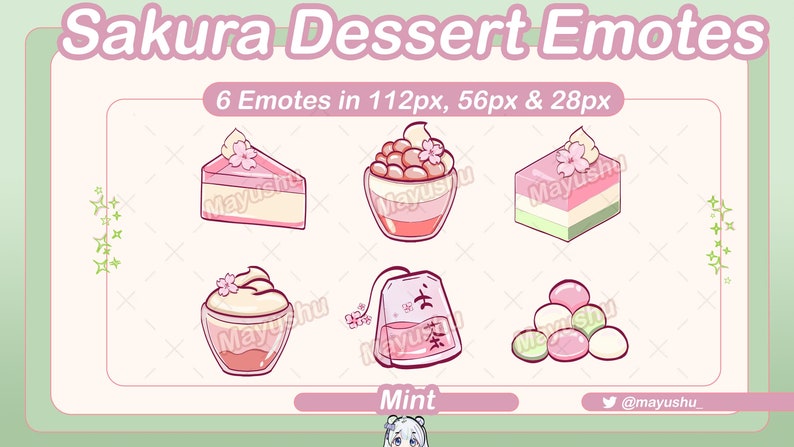 Japanese Sakura Blossom Desserts Emote Pack for Twitch, Youtube ...