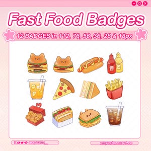 Fast Food Sub-badges for Twitch, Discord, Youtube | Cute Food ...