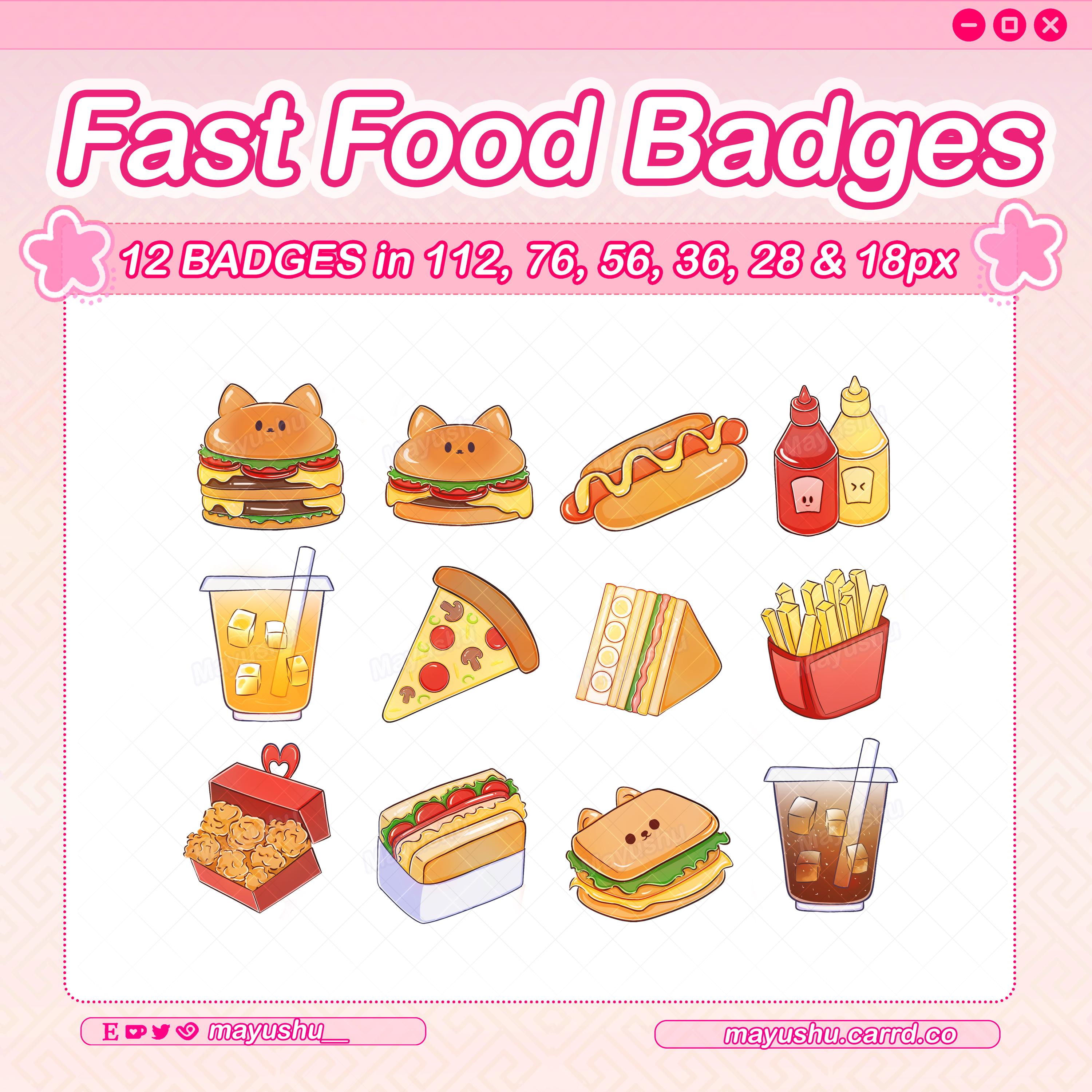 Fast Food Sub-badges for Twitch, Discord, Youtube | Cute Food ...