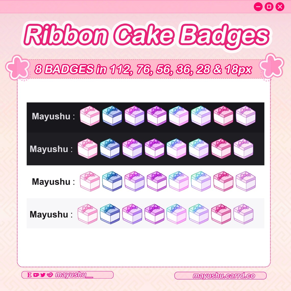 Pastel Cake Sub-badges for Twitch, Discord, Youtube | Cute Ribbon Cake ...