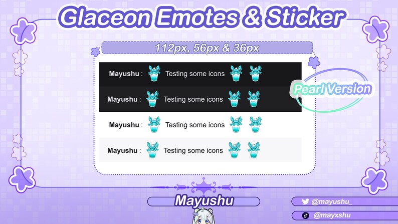 Glaceon Emotes & Sticker Pack for Twitch, Discord, Youtube Cute ...