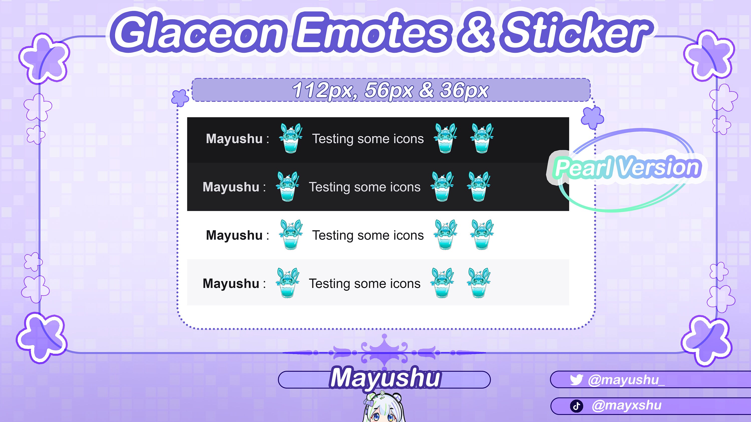 Glaceon Emotes & Sticker Pack for Twitch, Discord, Youtube Cute ...