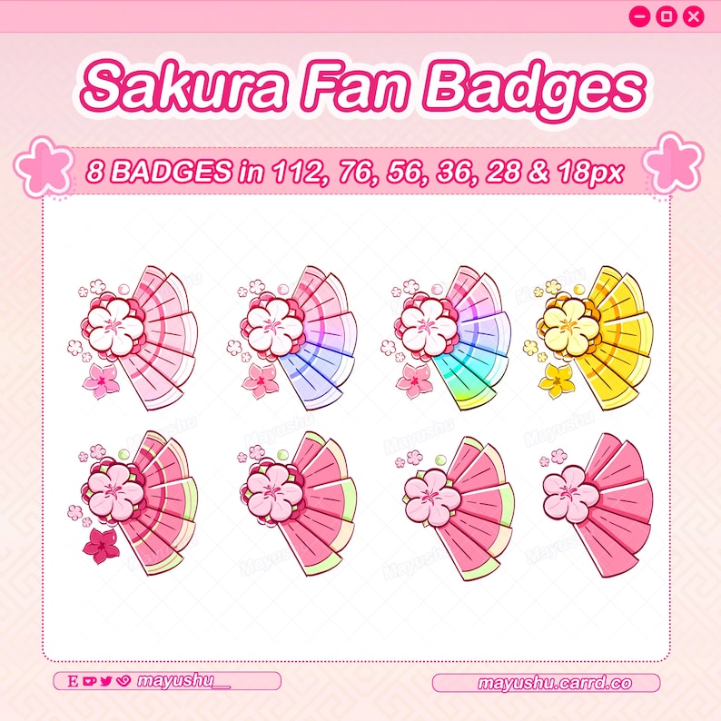 Sakura Blossom Japanese Fan Bit Badges for Twitch/youtube/discord | Bit ...