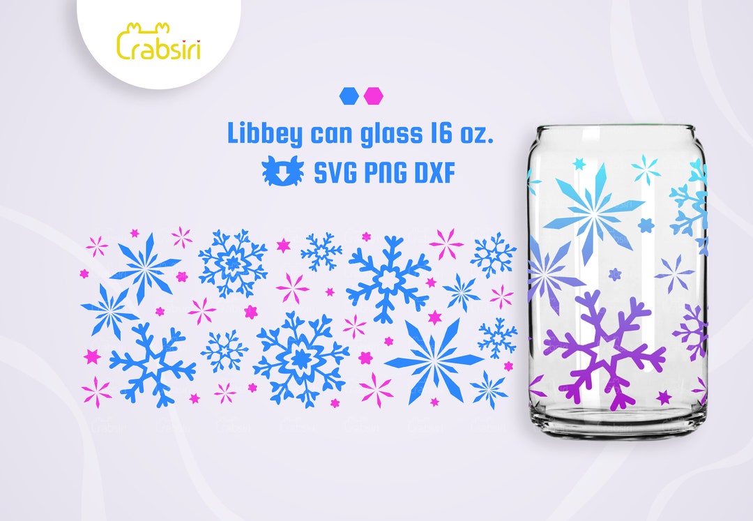 Snowflake Svg Full Wrap for Libbey Glass 16oz. Snowflake Wrap Svg ...