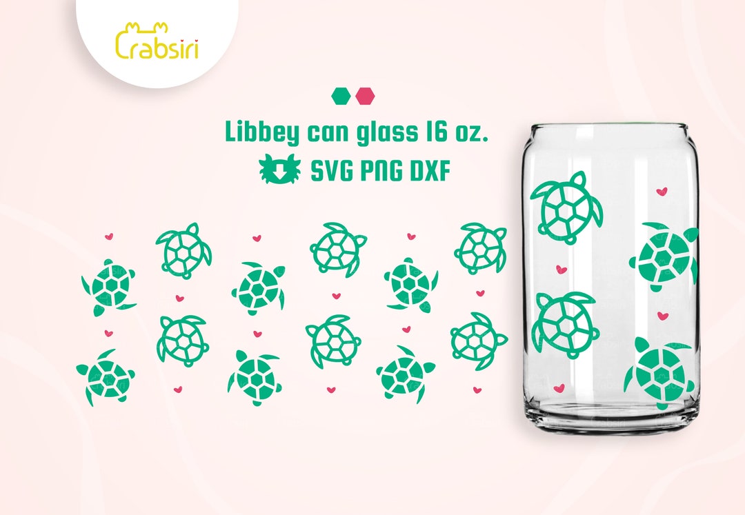 Sea Turtle Svg Full Wrap for Libbey Can Glass 16 Oz. Turtle SVG PNG DXF ...