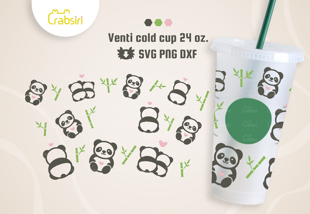 Panda Svg Full Wrap for Venti Cold Cup 24oz. Panda Png Woodland Animals ...