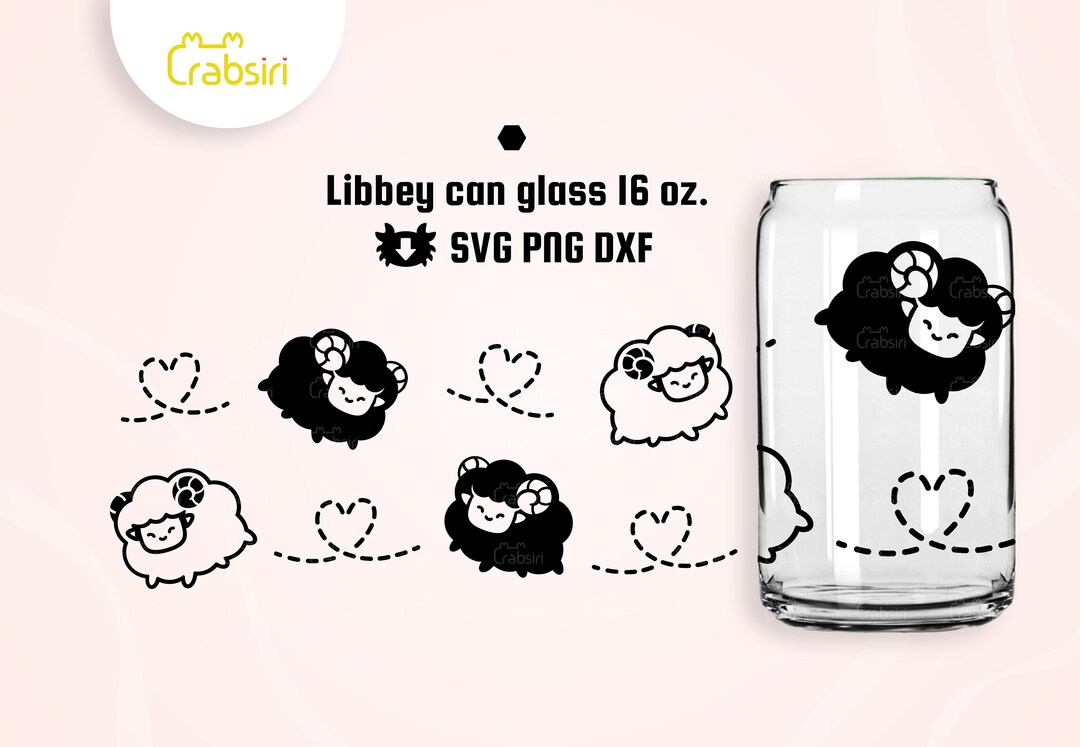 Sheep Svg Full Wrap for Libbey Can Glass 16oz Little Sheep SVG PNG DXF ...