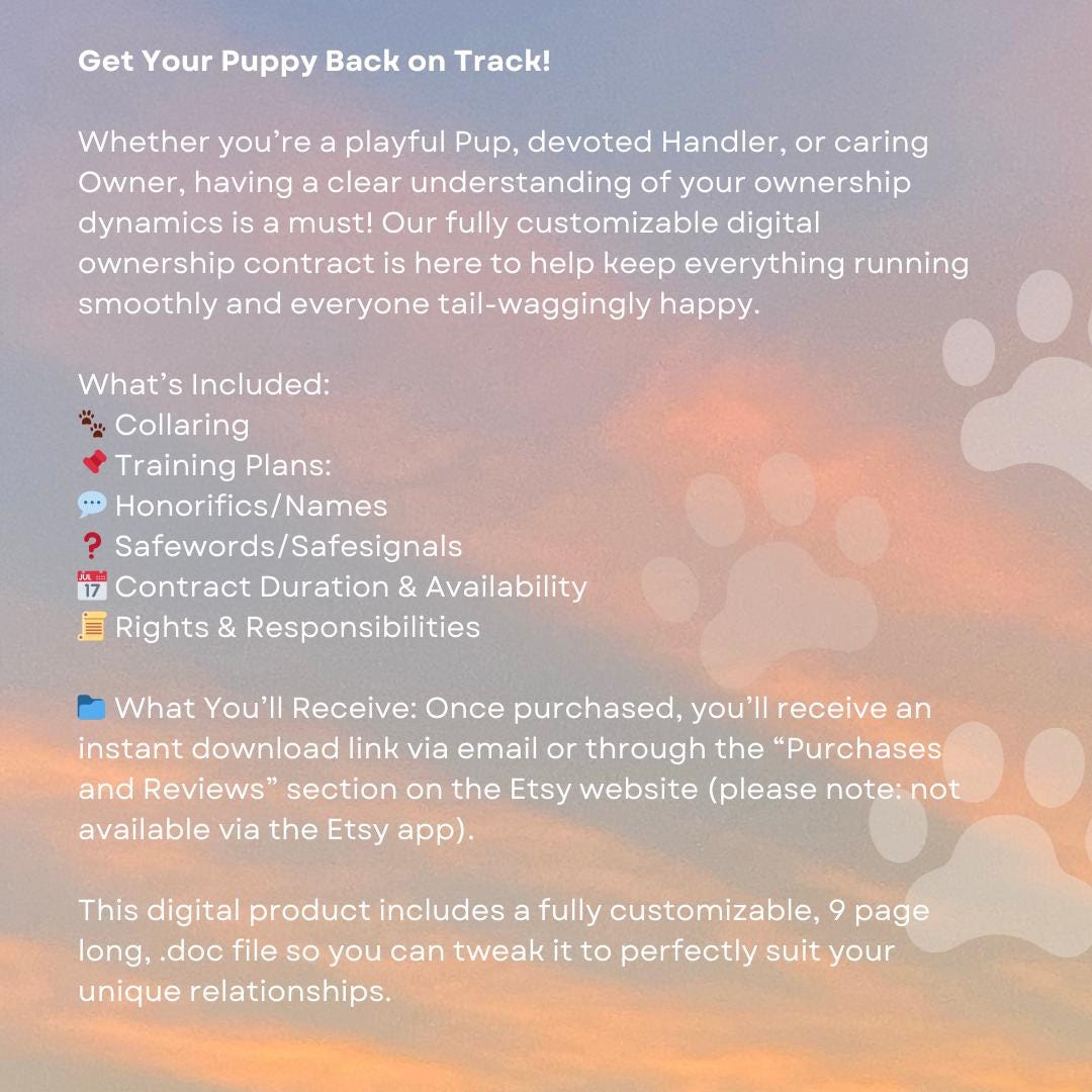 CONTRACT OF OWNERSHIP - Master & Puppy Edition - Etsy