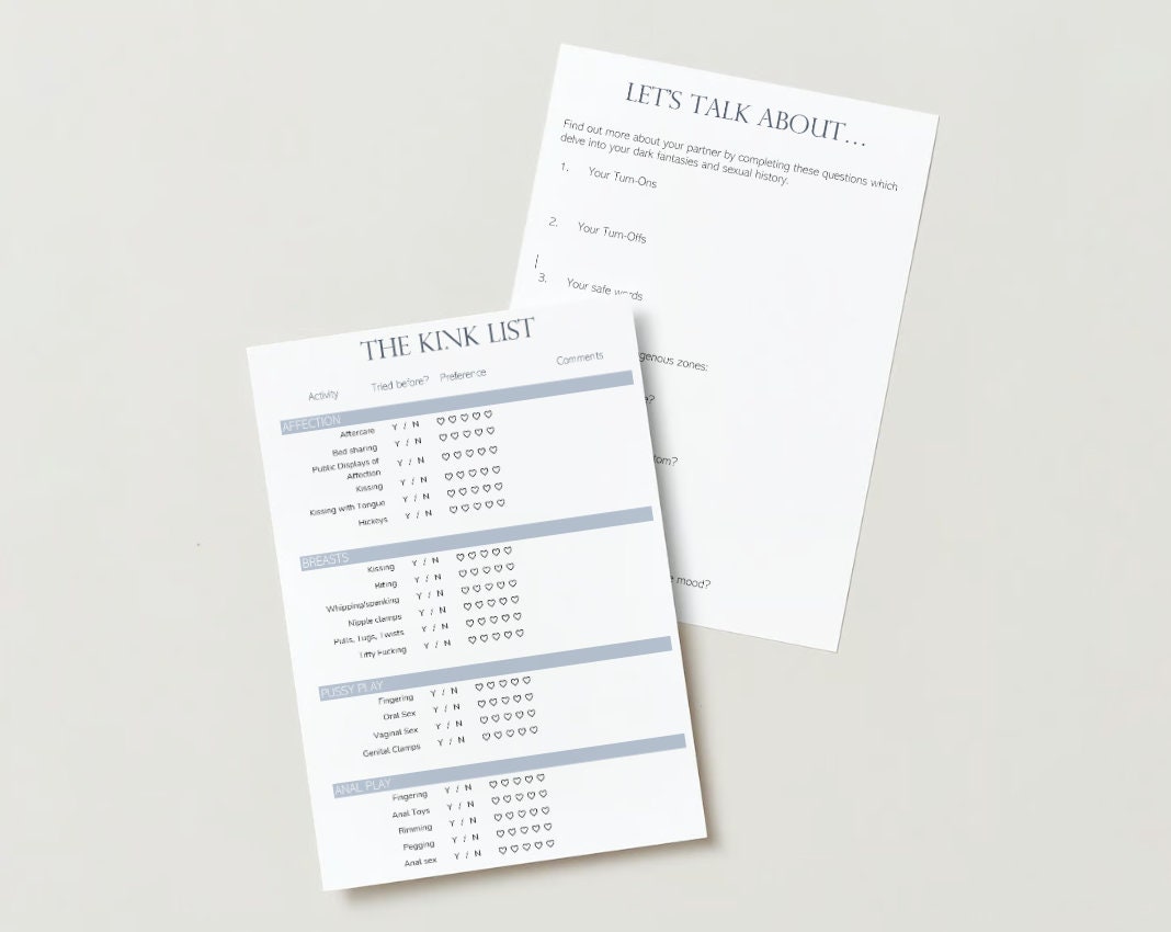 Printable Kink Negotiation Checklist - Etsy