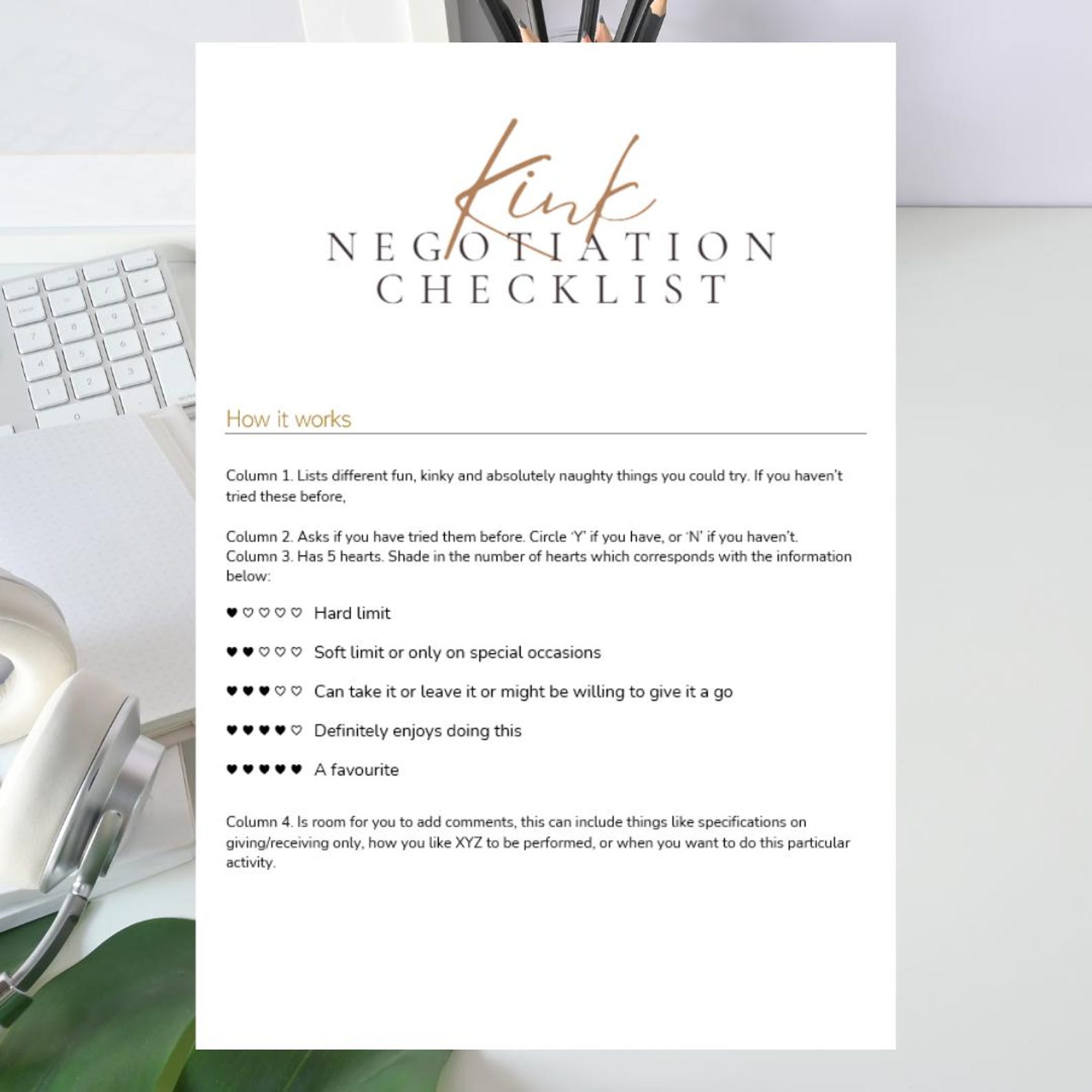Printable Kink Negotiation Checklist - Etsy