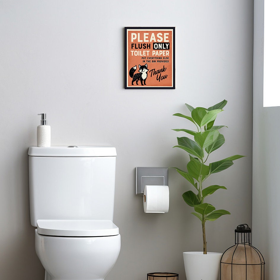 Flush Only Toilet Paper - Printable Sign. Funny Fox, for Office, Home ...