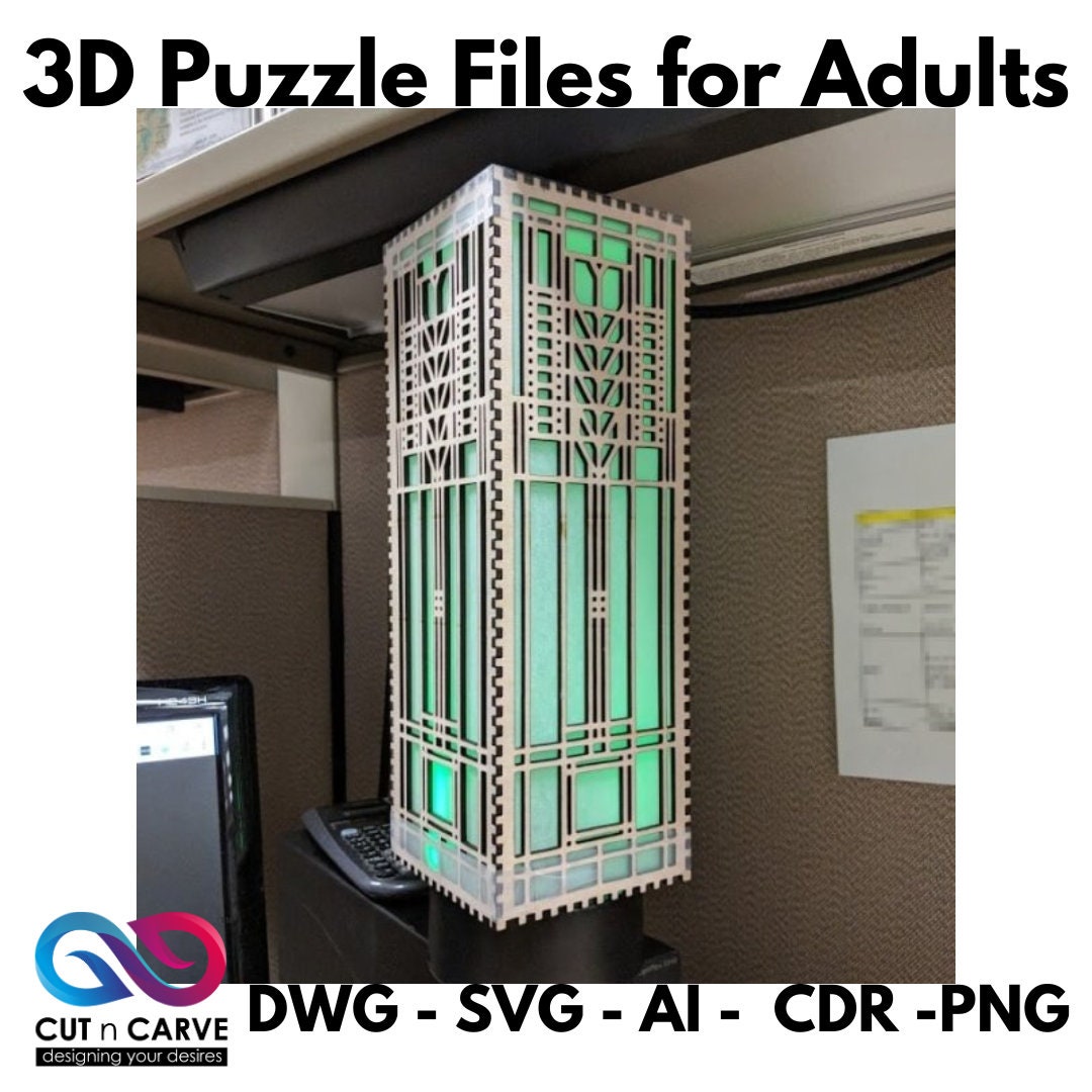 Light Lamp 3D Puzzle for CNC, Laser Cut & Cricut | SVG File | DIY Desk ...