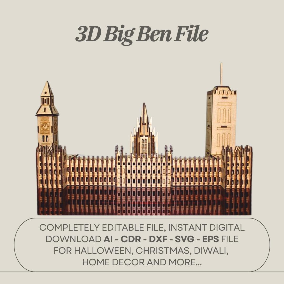 Big Ben 3D Puzzle File | Cnc, Laser Cut, Cricut | Ai, Cdr, Dxf, Svg ...