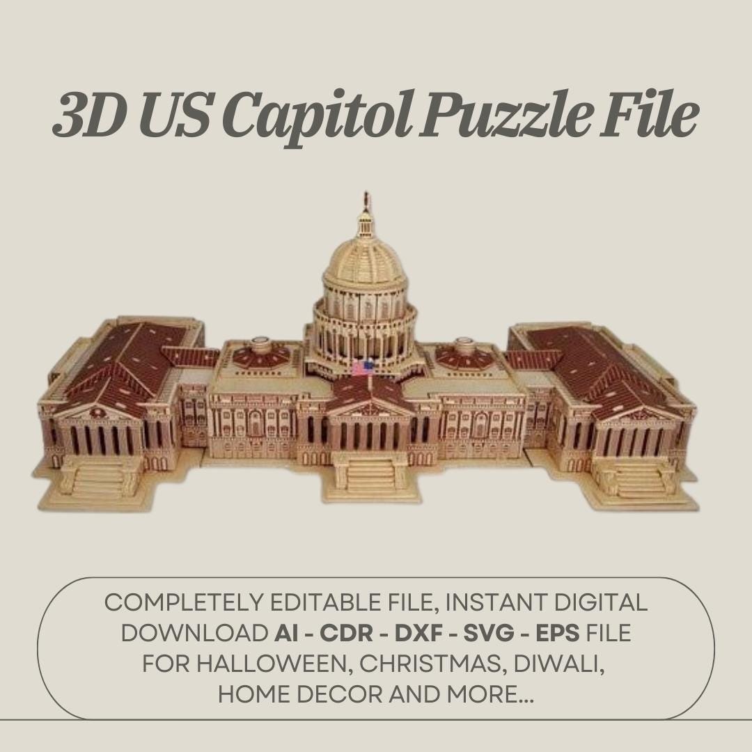US Capitol 3d Puzzle Digital File | Cnc, Laser Cut, Cricut | Ai, Cdr ...