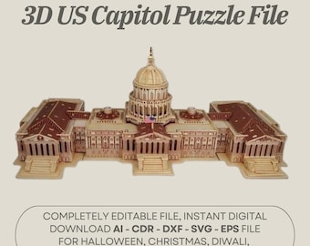 US Capitol 3d Puzzle Digital File | Cnc, Laser Cut, Cricut | Ai, Cdr ...