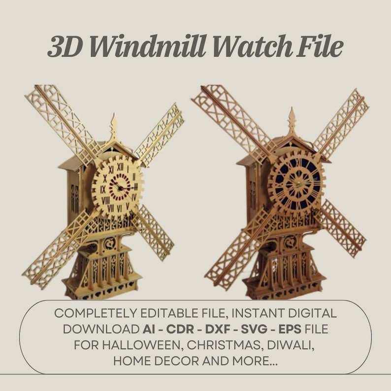 Windmill Watch 3D Model: DIY Home Decor (digital Download) - Etsy