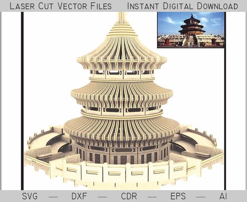 Temple of Heaven Beijing 3d Puzzle Digital File | Cnc, Laser Cut ...