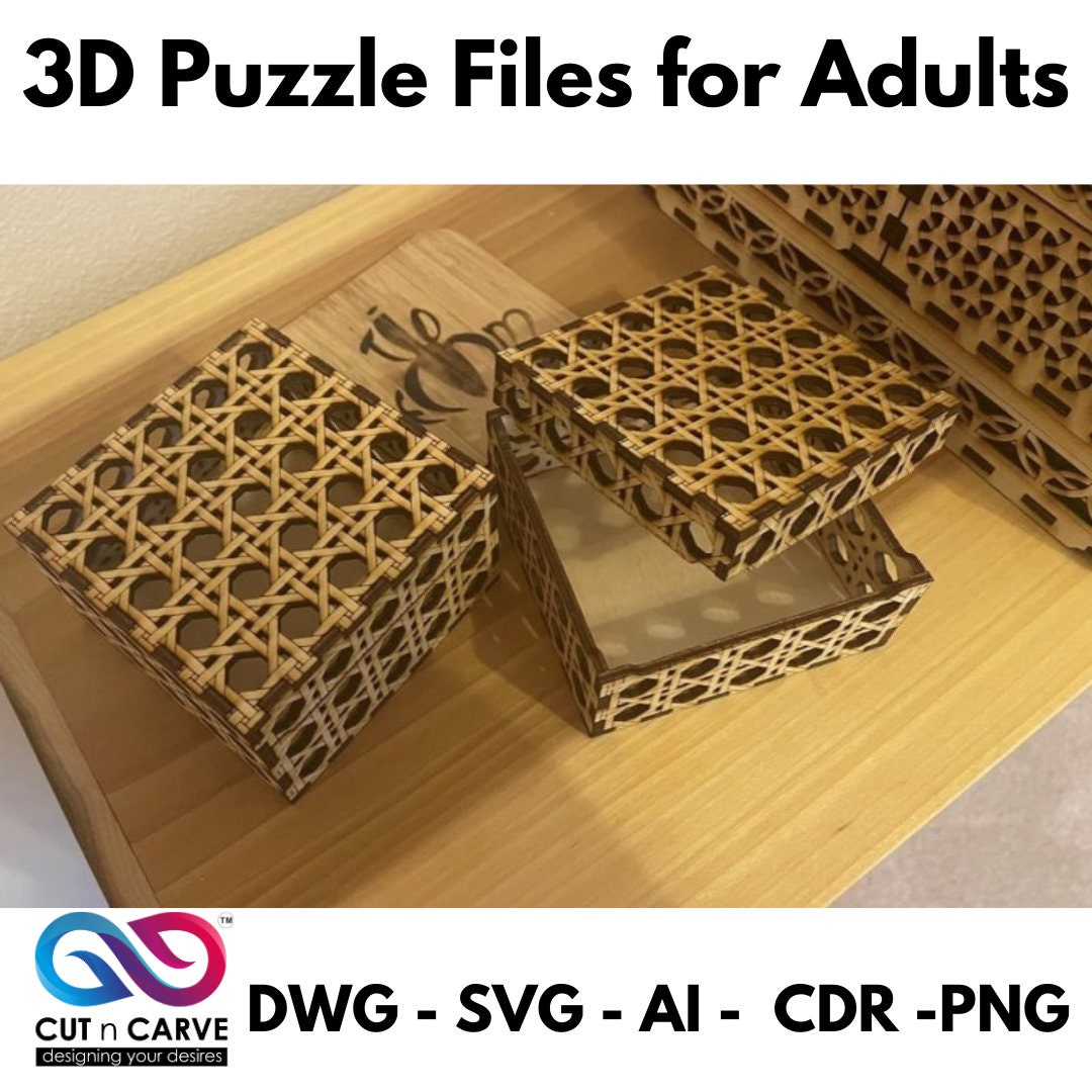 Rattan Box 3D Puzzle for Cnc, Laser Cut & Cricut | SVG File | DIY ...