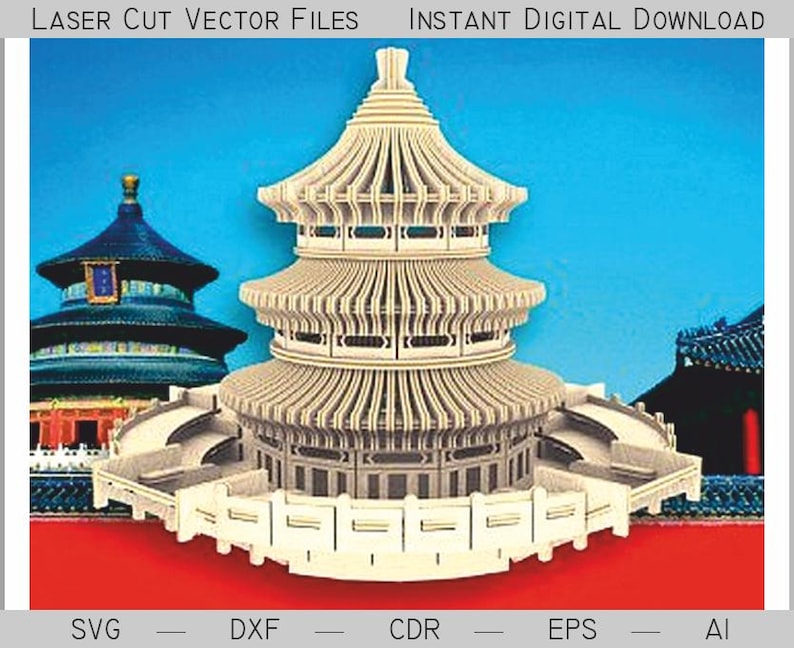 Temple of Heaven Beijing 3d Puzzle Digital File Cnc, Laser Cut, Cricut ...