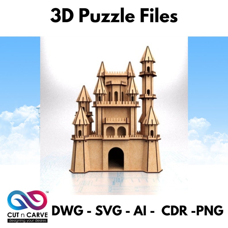 Castle 3D Puzzle | CNC, Laser Cut & Cricut Files | EPS Dxf Svg Pdf File ...