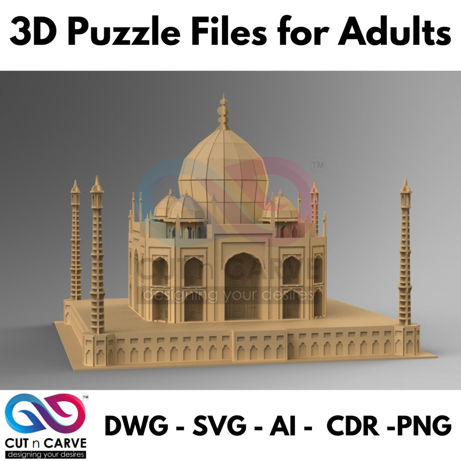 Taj Mahal 3D Puzzle for CNC, Laser Cut & Cricut Machines - Digital ...