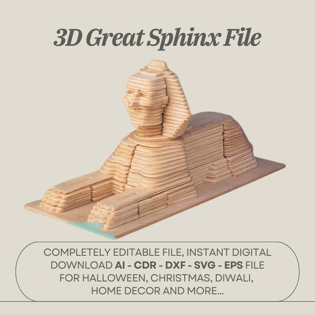 Great Sphinx 3D Puzzle File | Cnc, Laser Cut, Cricut | Ai, Cdr, Dxf ...