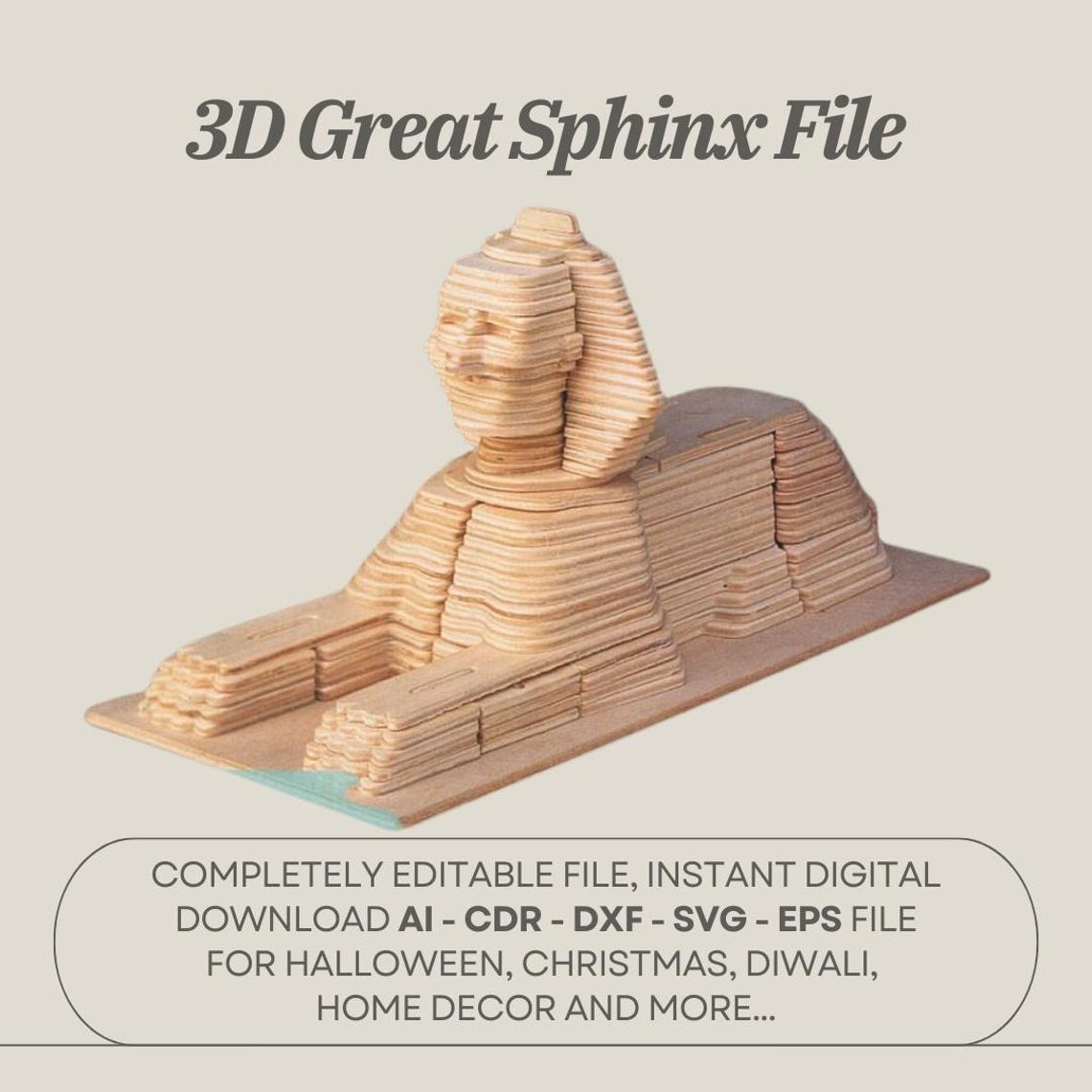 3D Sphinx Puzzle File | CNC Laser Cut Model (digital Download) - Etsy