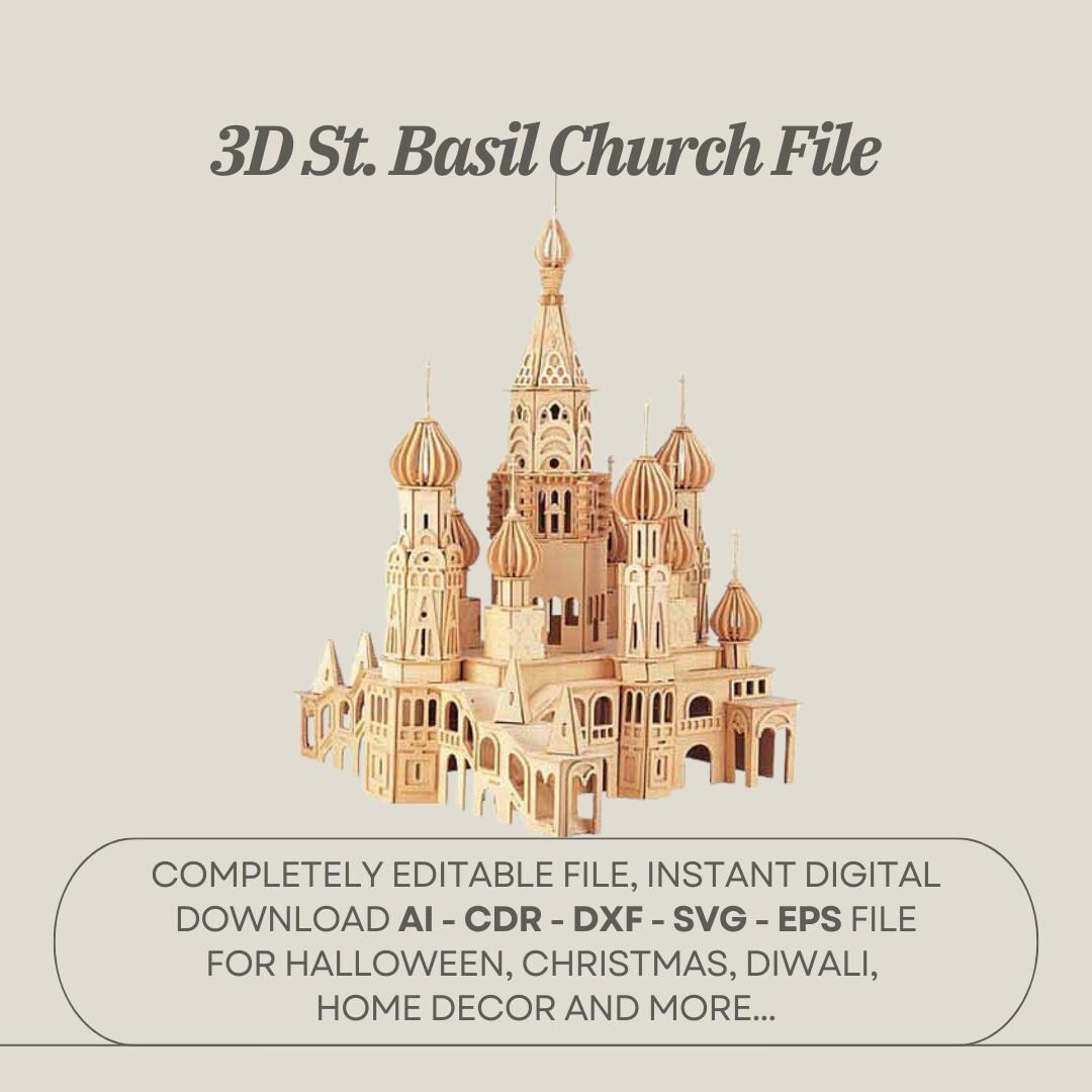 St Basil Church 3D Puzzle File | Cnc, Laser Cut, Cricut | Ai, Cdr, Dxf ...