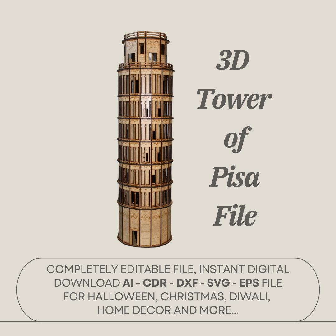 Leaning Tower of Pisa 3d Puzzle File | Cnc, Laser Cut, Cricut | Ai, Cdr, Dxf, Svg, Eps | Italy ...