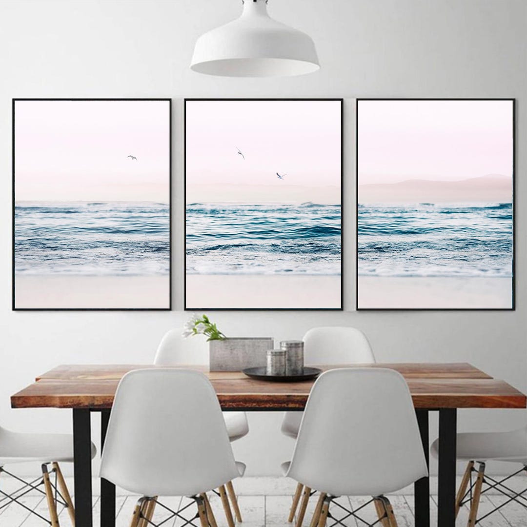 Ocean 3 Piece Wall Art, Sea Sunset Print, Ocean Triptych Sunset Wall ...