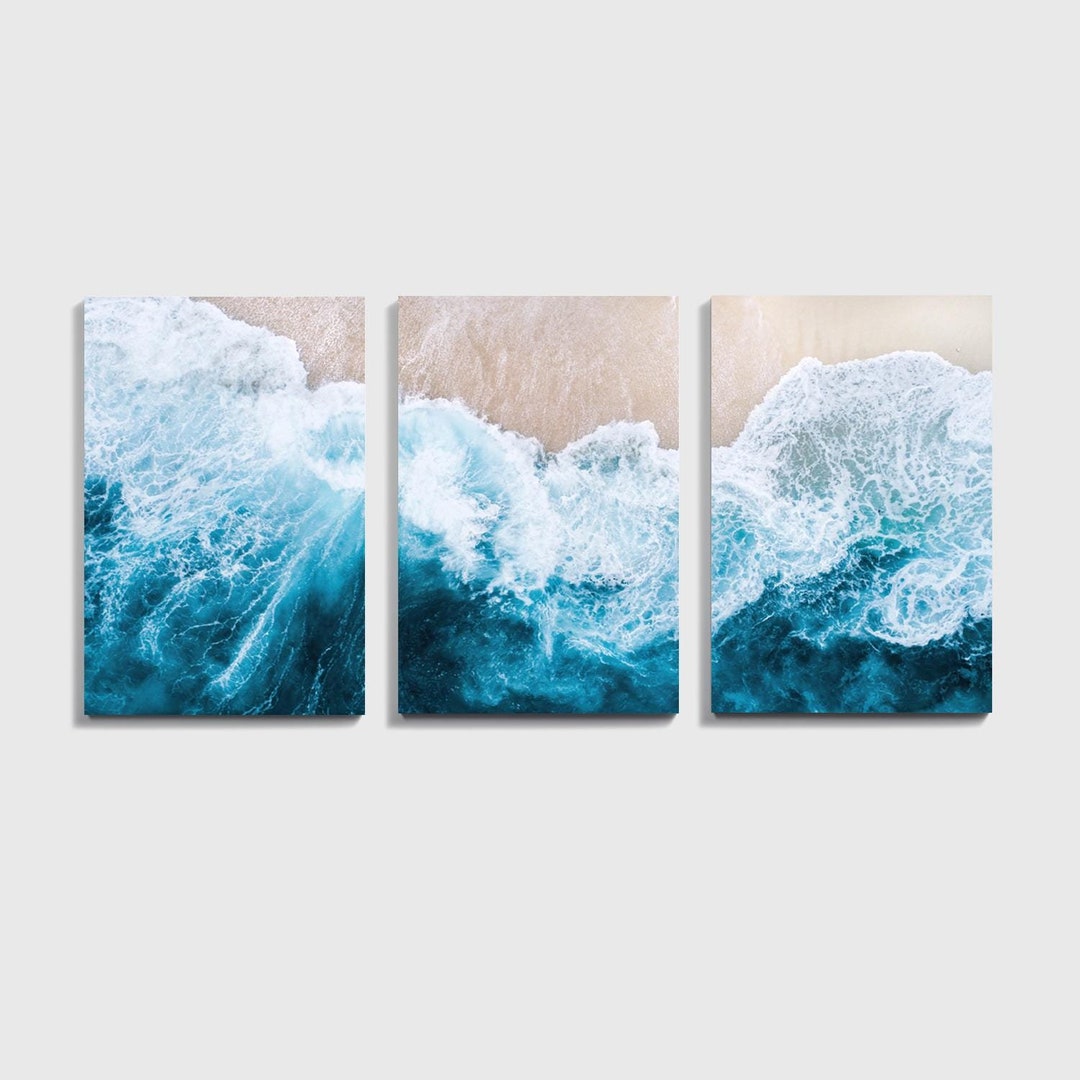 Ocean 3 Piece Wall Art, Ocean Wave Print, Coastal Wall Art, Ocean ...