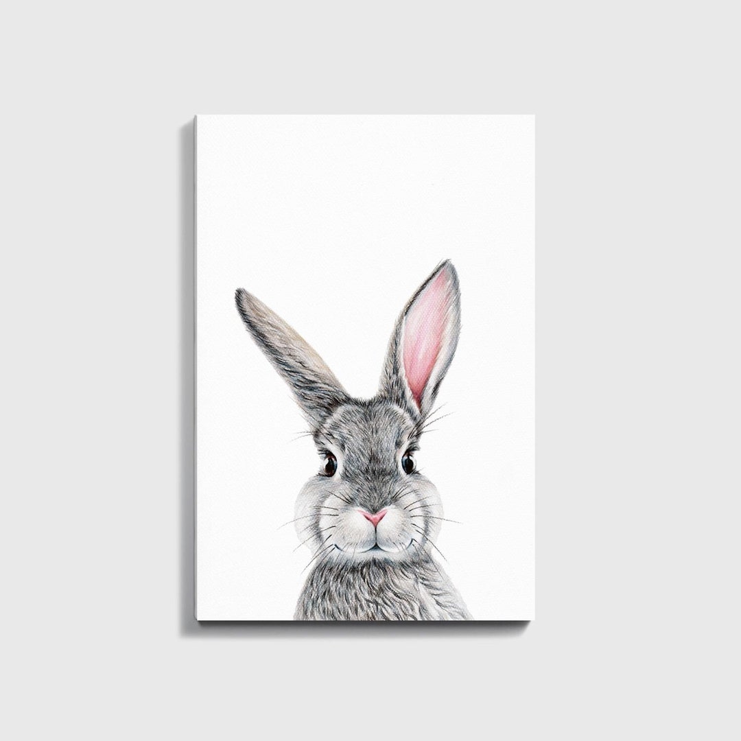 Bunny Canvas, Rabbit Print, Bunny Wall Art, Bunny Print Nursery Wall ...