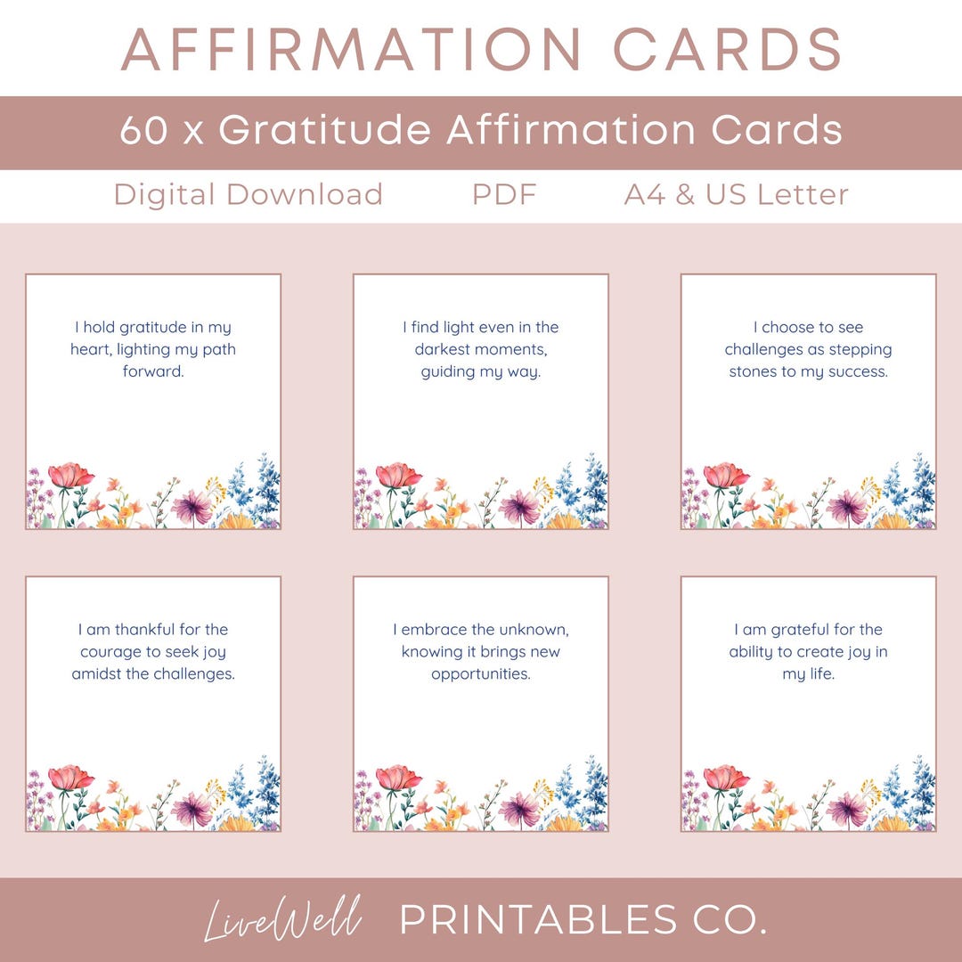Affirmation Cards Encouragement Gratitude Self Care Flash Cards ...