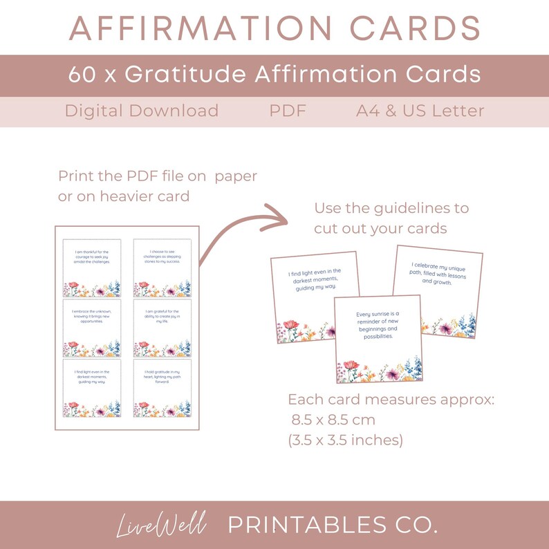 Affirmation Cards Encouragement Gratitude Self Care Flash Cards ...