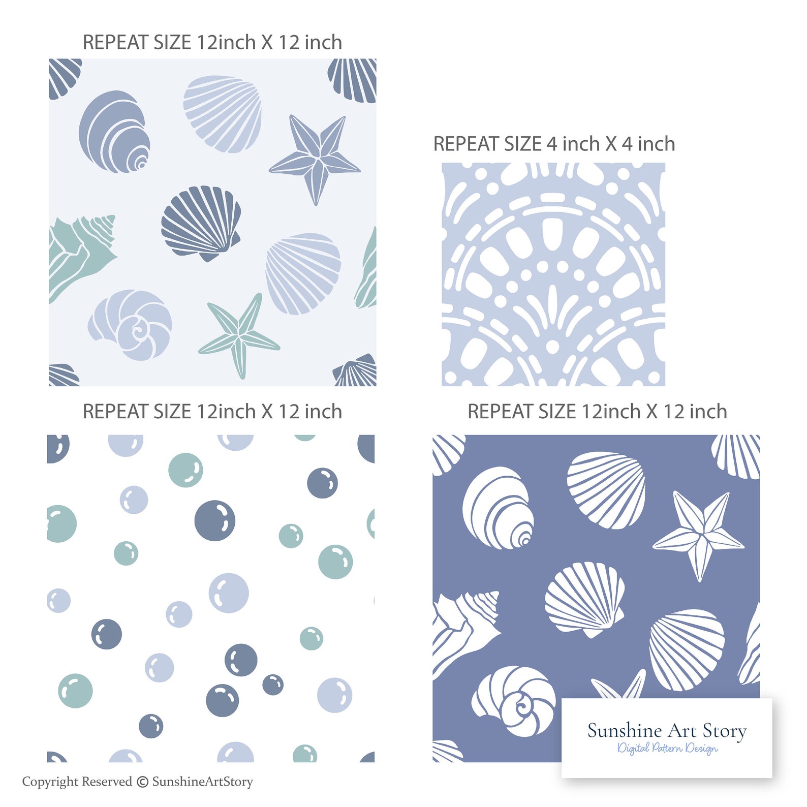Simple Sea Shells Repeat Pattern Beach Coastal Pattern Scallop Geo ...