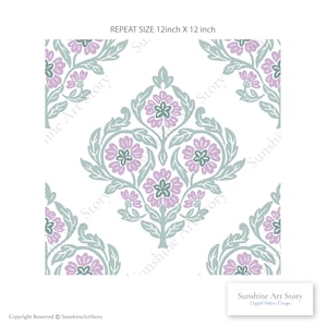 Seamless Floral Block Print and Floral Damask Repeat Pattern Vector ...
