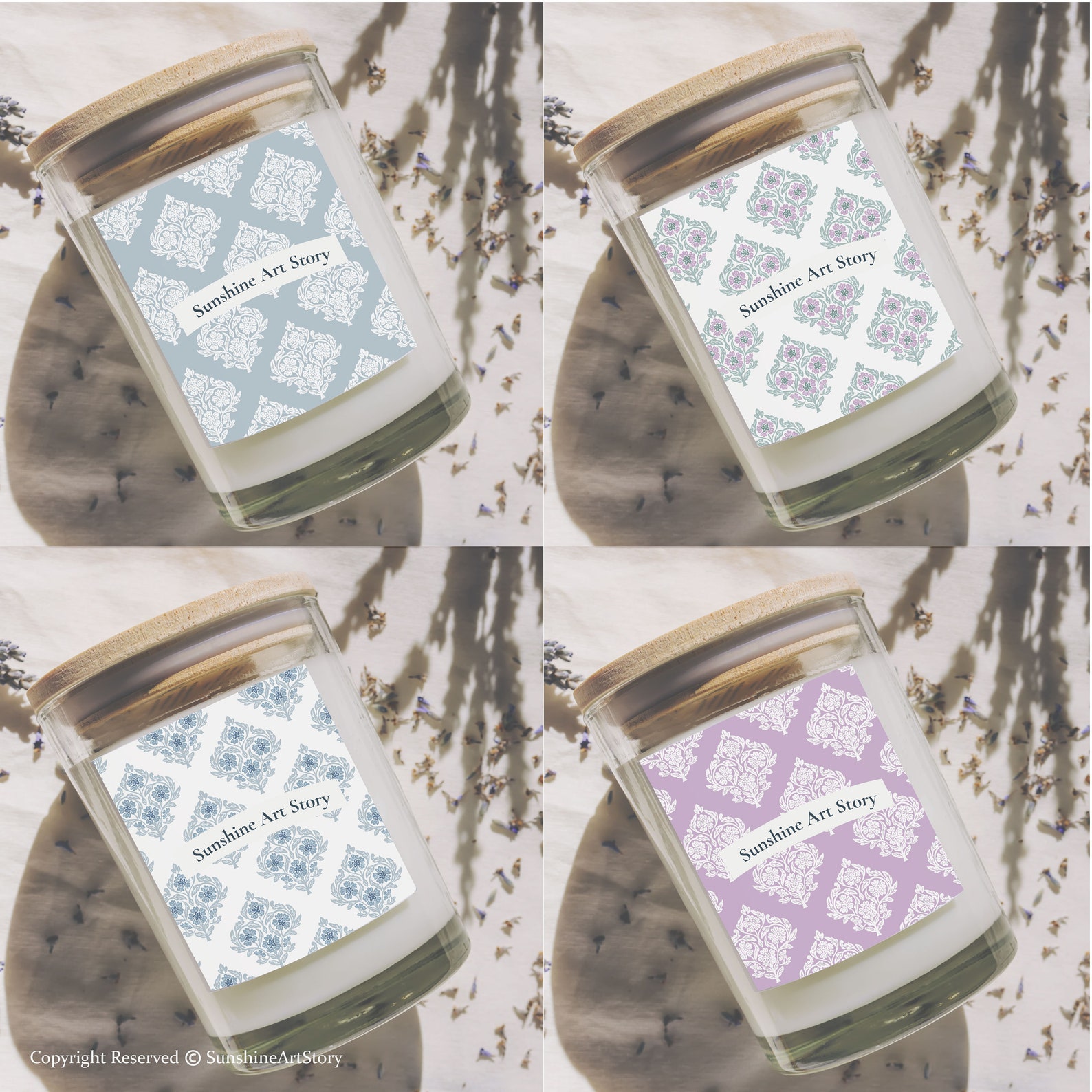 Seamless Floral Block Print and Floral Damask Repeat Pattern Vector ...