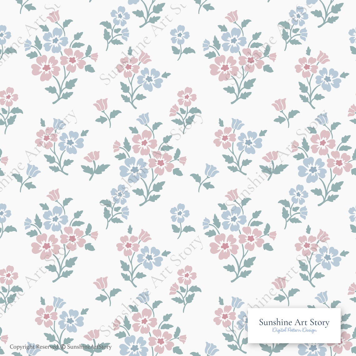Seamless Floral Print and Boho Floral Repeat Pattern Set Vector File ...