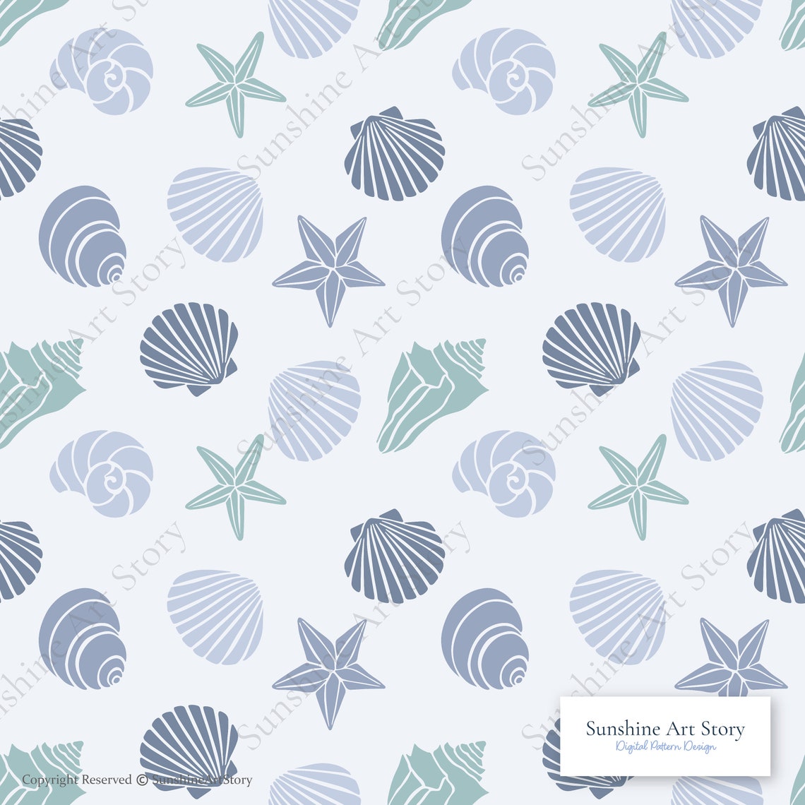 Simple Sea Shells Repeat Pattern Beach Coastal Pattern Scallop Geo ...