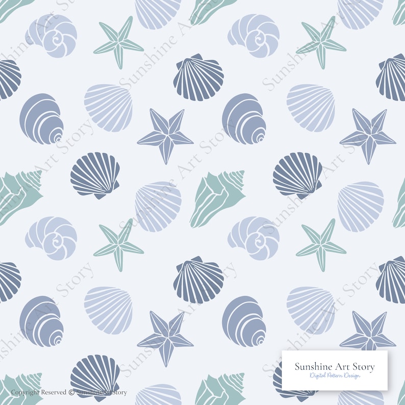 Simple Sea Shells Repeat Pattern Beach Coastal Pattern Scallop Geo ...