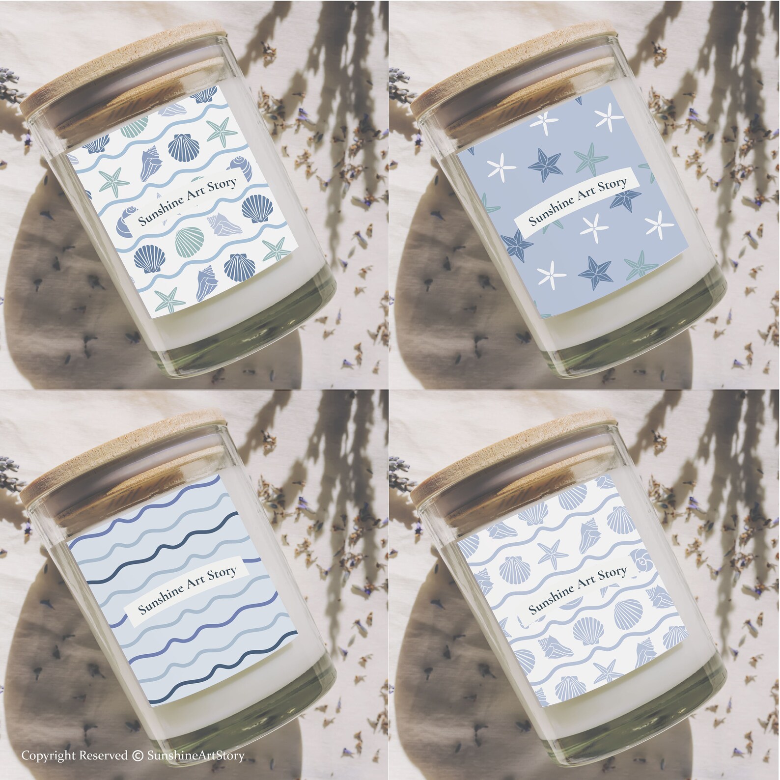 Simple Sea Shells Repeat Pattern Beach Coastal Pattern, Starfish, Wave ...