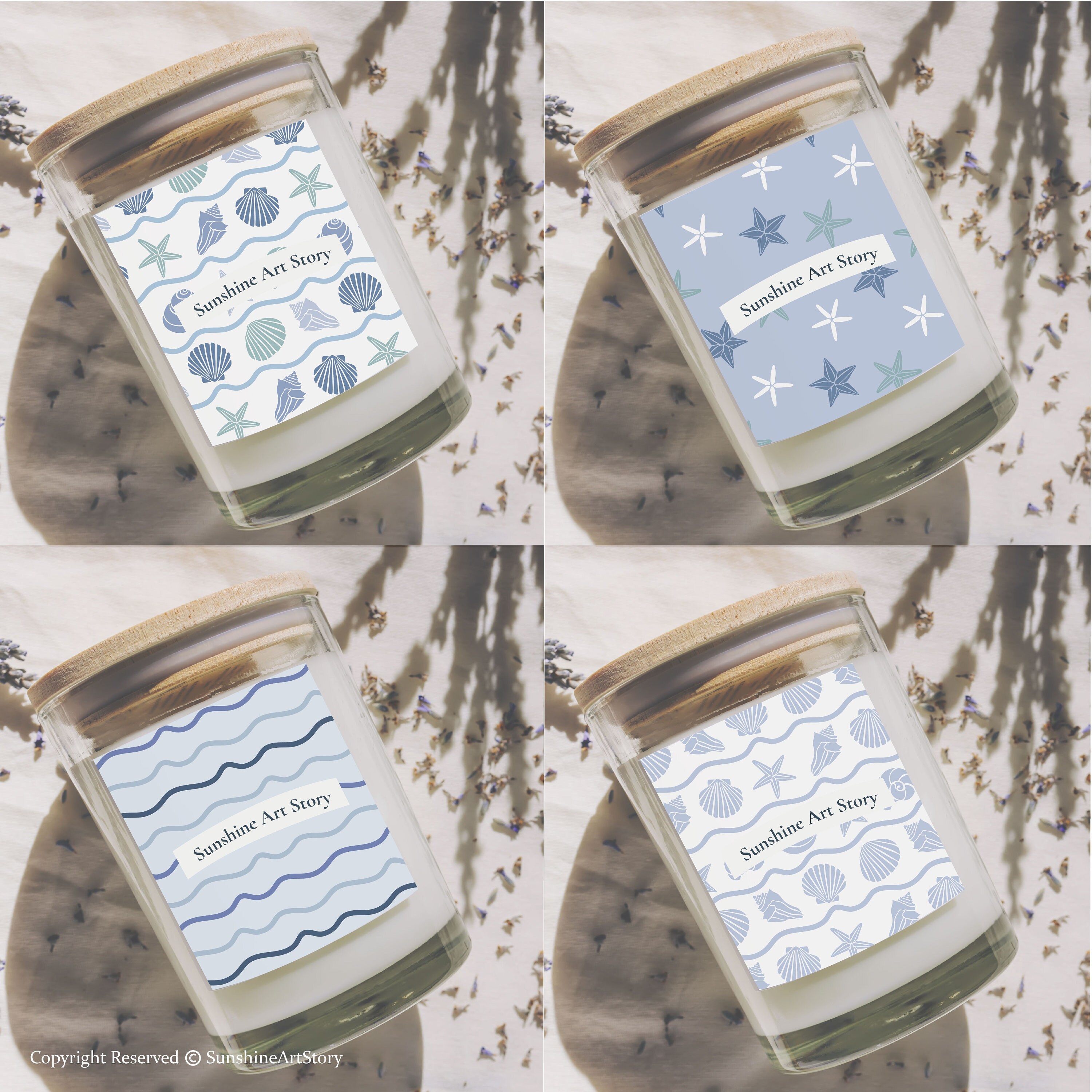 Simple Sea Shells Repeat Pattern Beach Coastal Pattern, Starfish, Wave ...