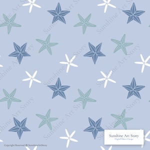 Simple Sea Shells Repeat Pattern Beach Coastal Pattern, Starfish, Wave ...