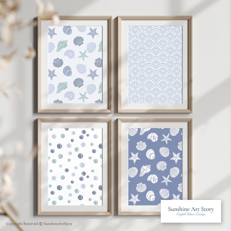 Simple Sea Shells Repeat Pattern Beach Coastal Pattern Scallop Geo ...