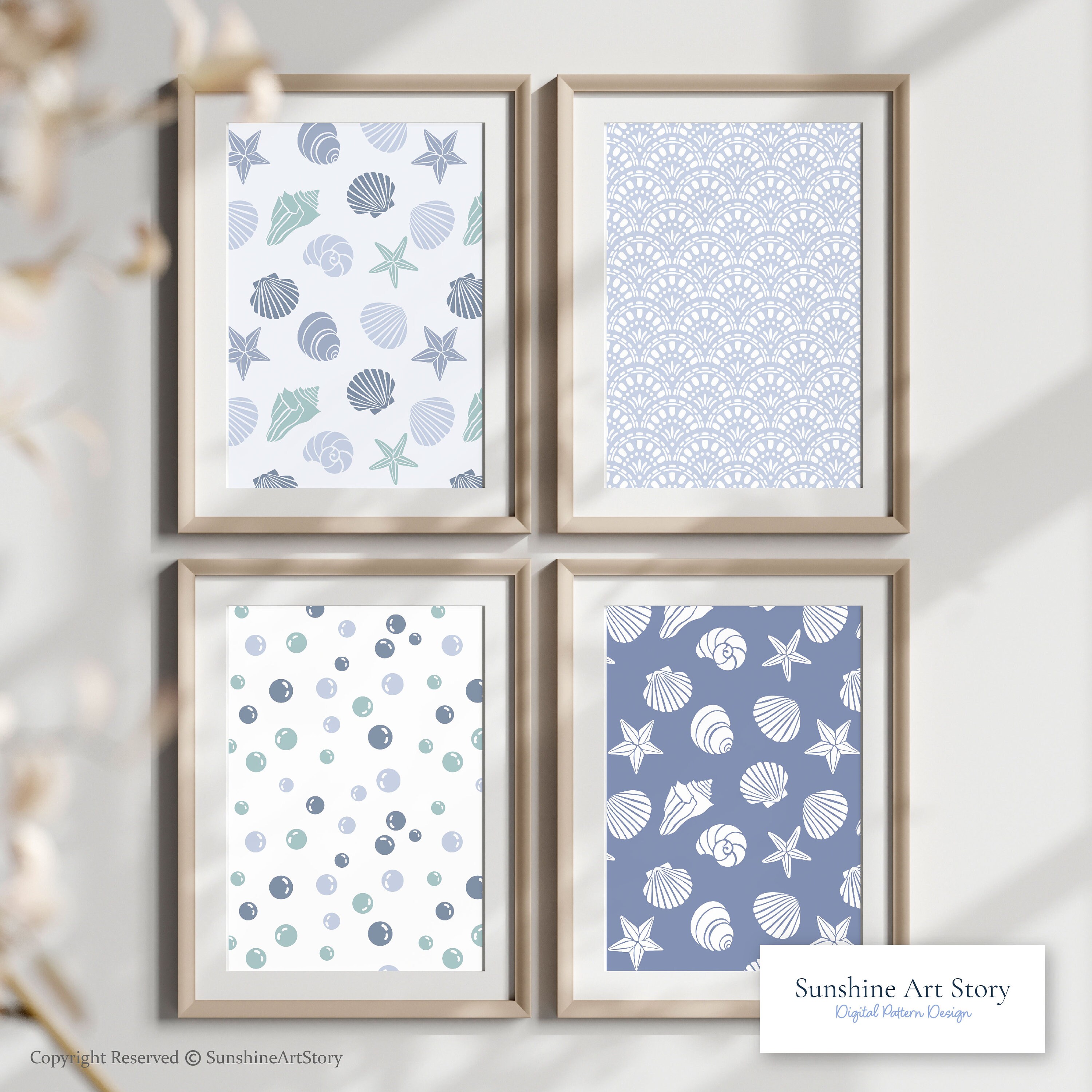 Simple Sea Shells Repeat Pattern Beach Coastal Pattern Scallop Geo ...