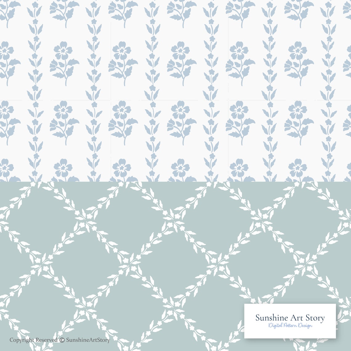 Seamless Floral Print and Boho Floral Repeat Pattern Set Vector File ...