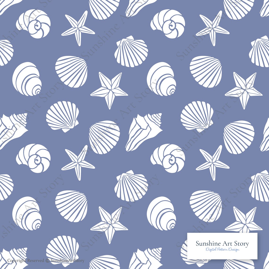Simple Sea Shells Repeat Pattern Beach Coastal Pattern Scallop Geo ...