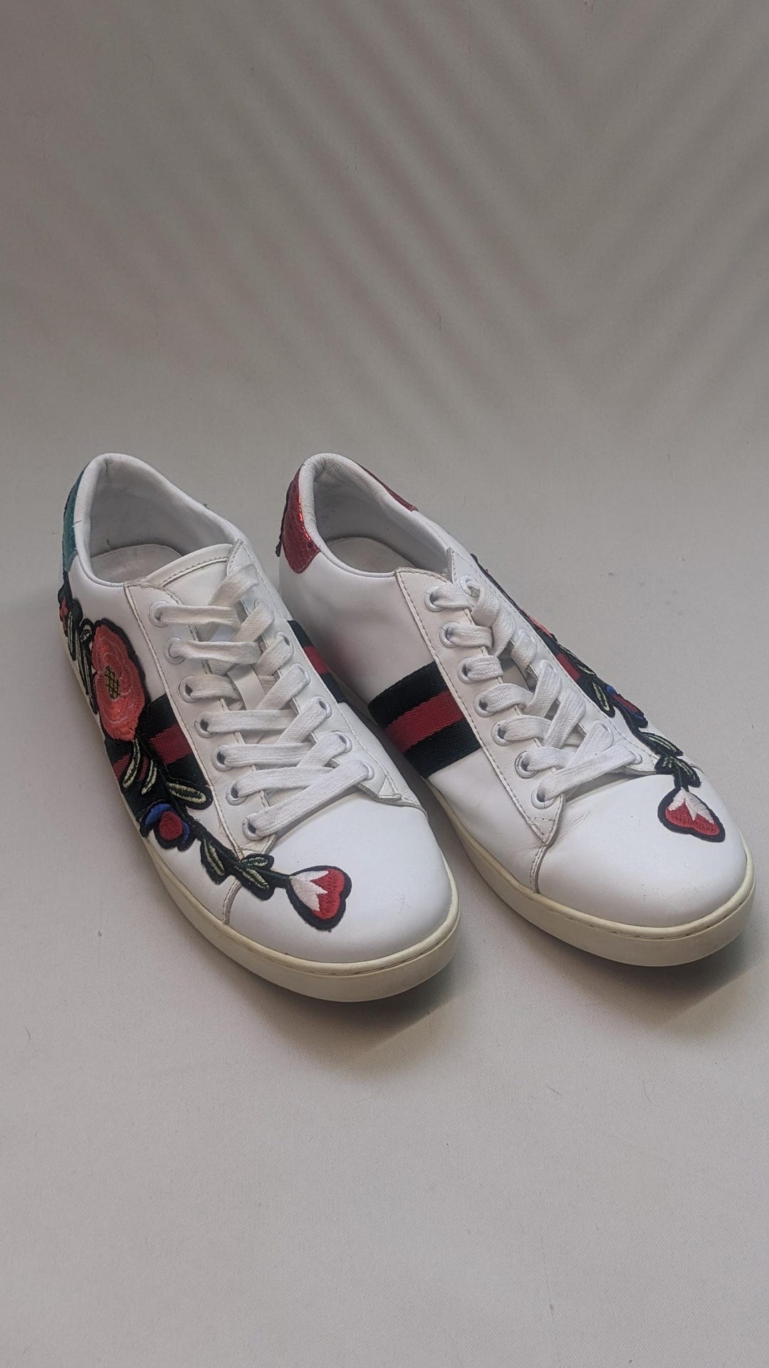 Vintage Gucci Ace Floral Embroidered Sneakers - Etsy