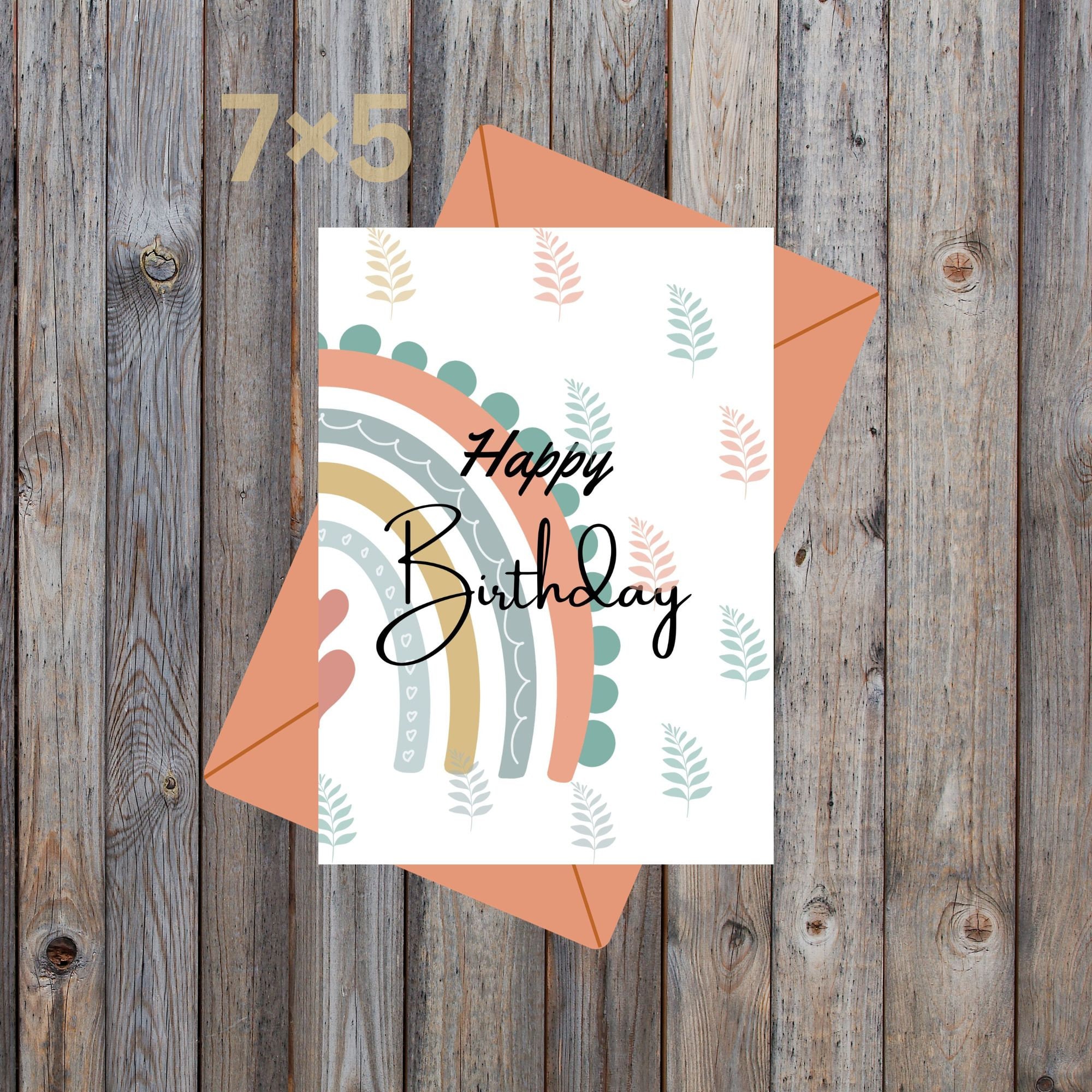 Boho Rainbow Birthday Card Digital Boho Birthday Card Boho - Etsy