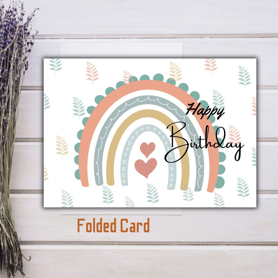Boho Rainbow Birthday Card, Digital Boho Birthday Card, Boho Birthday ...
